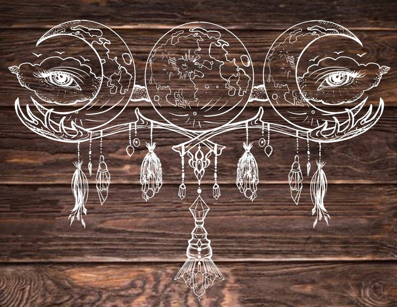 Moon ART Halloween Vector Witch Pagan Vector Files DXF SVG, Png, Jpeg ...