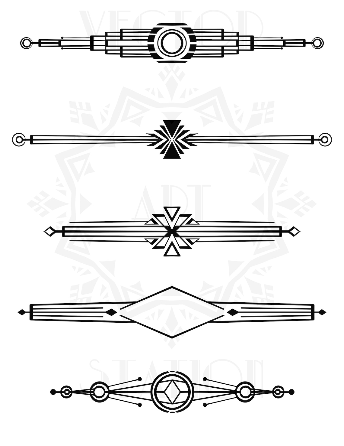 Vector Header Art Deco 5 SVG Files, DXF, PNG, Jpeg Files for Cricut ...