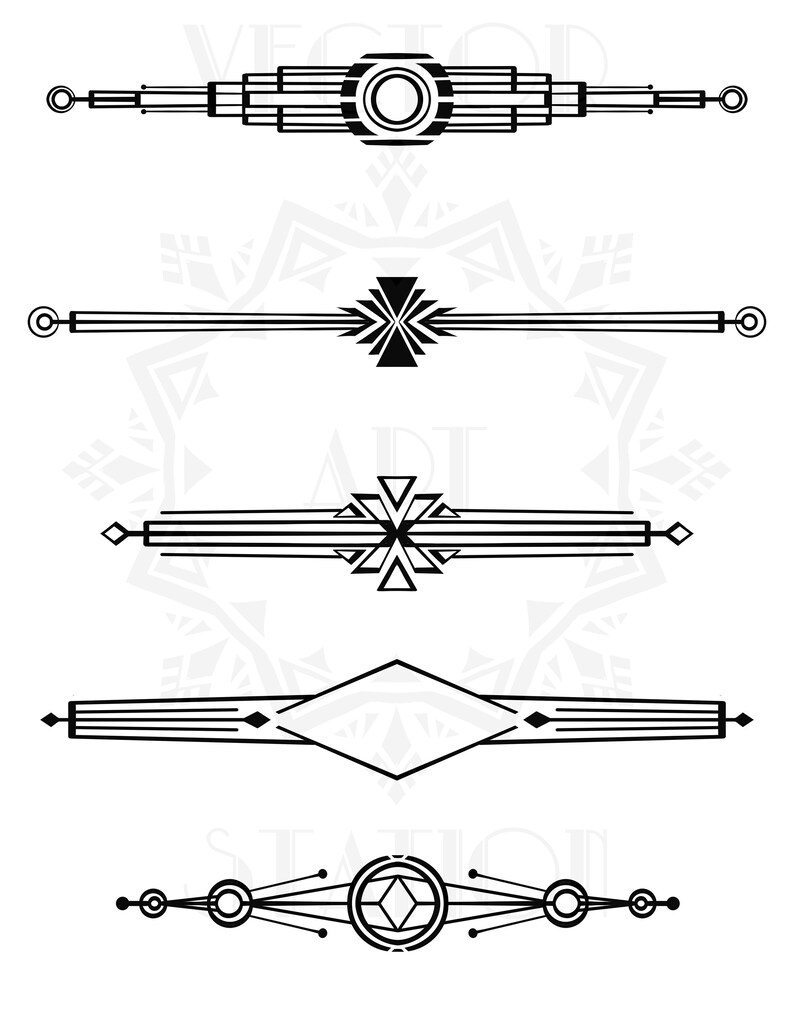 Vector Header Art Deco 5 SVG Files, DXF, PNG, Jpeg Files for Cricut, Laser Cutting, Steampunk ...