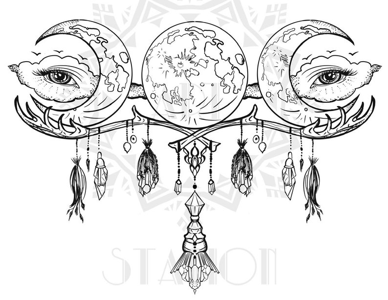 Triple Moon Art Full Moon Vector SVG DXF PNG Jpeg Files for - Etsy New ...