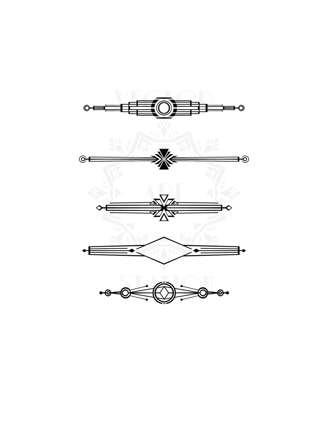 Vector Header Art Deco 5 SVG Files, DXF, PNG, Jpeg Files for Cricut ...