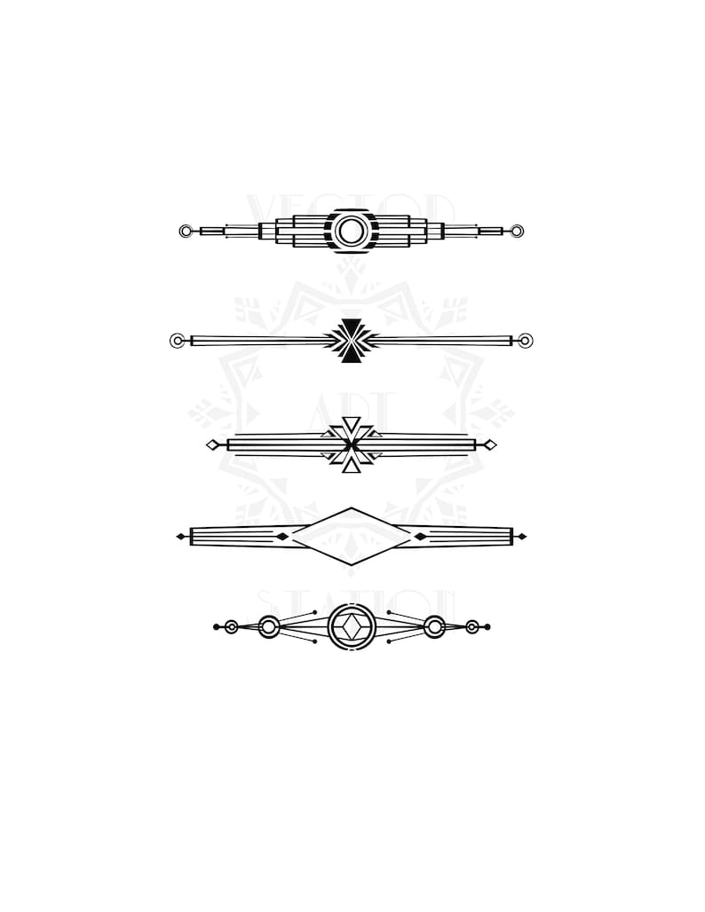 Vector Header Art Deco 5 SVG Files, DXF, PNG, Jpeg Files for Cricut, Laser Cutting, Steampunk ...