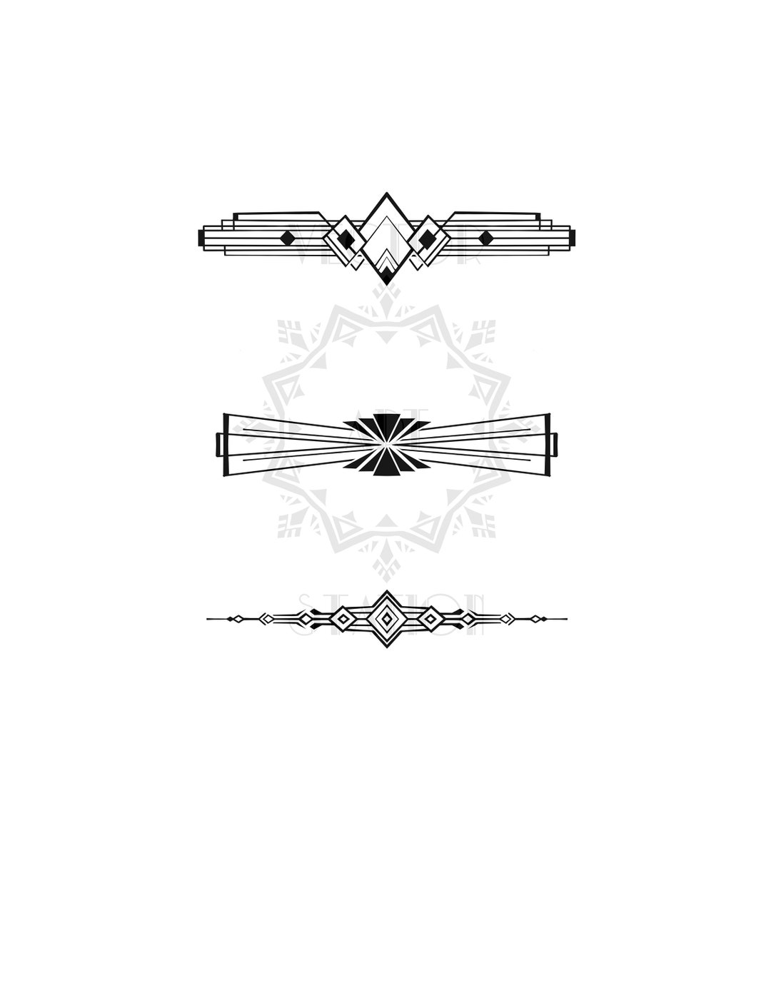 3 Vector Art Deco Headers SVG, DXF, Jpeg and PNG Files for Cricut ...