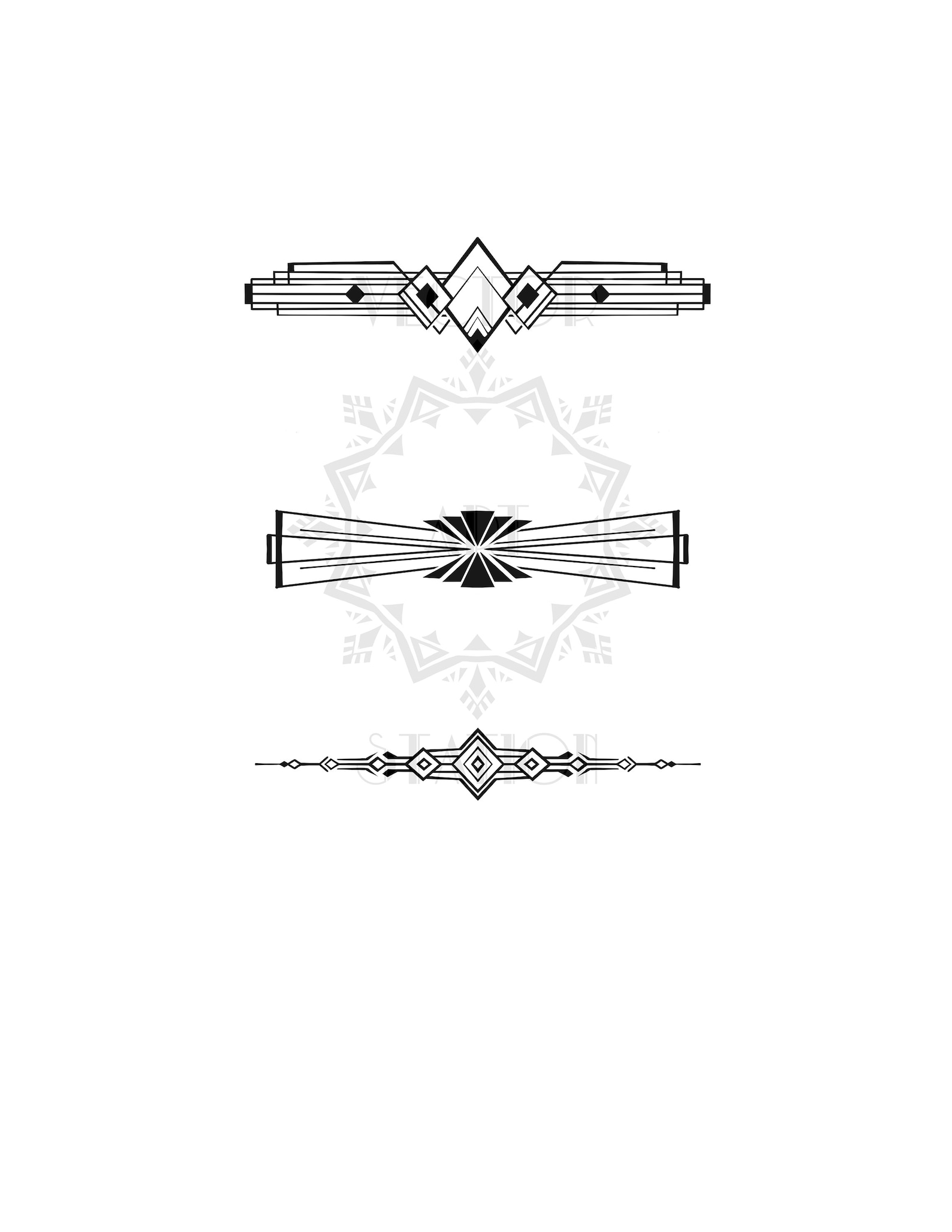 3 Vector Art Deco Headers SVG, DXF, Jpeg and PNG Files for Cricut ...