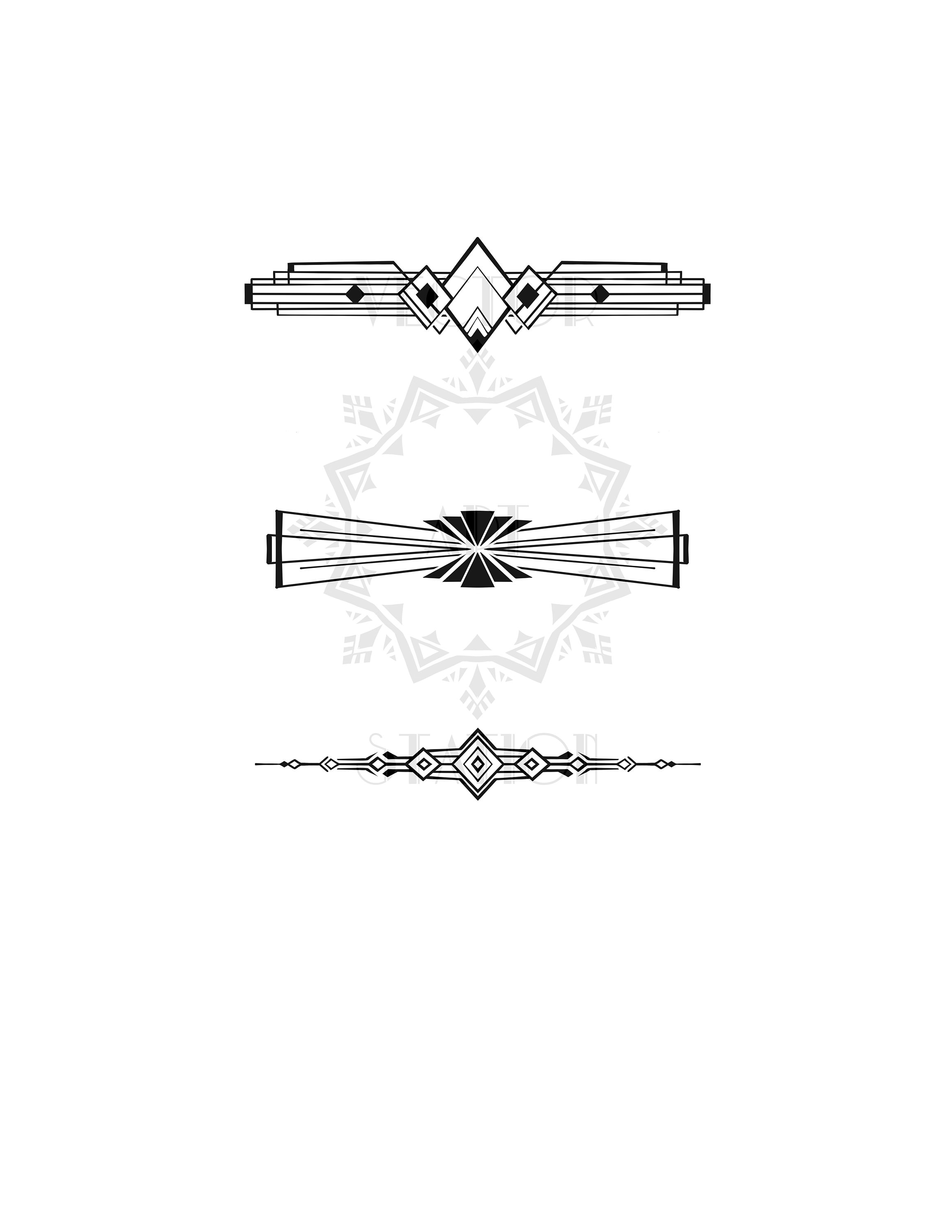 3 Vector Art Deco Headers SVG, DXF, Jpeg and PNG Files for Cricut ...