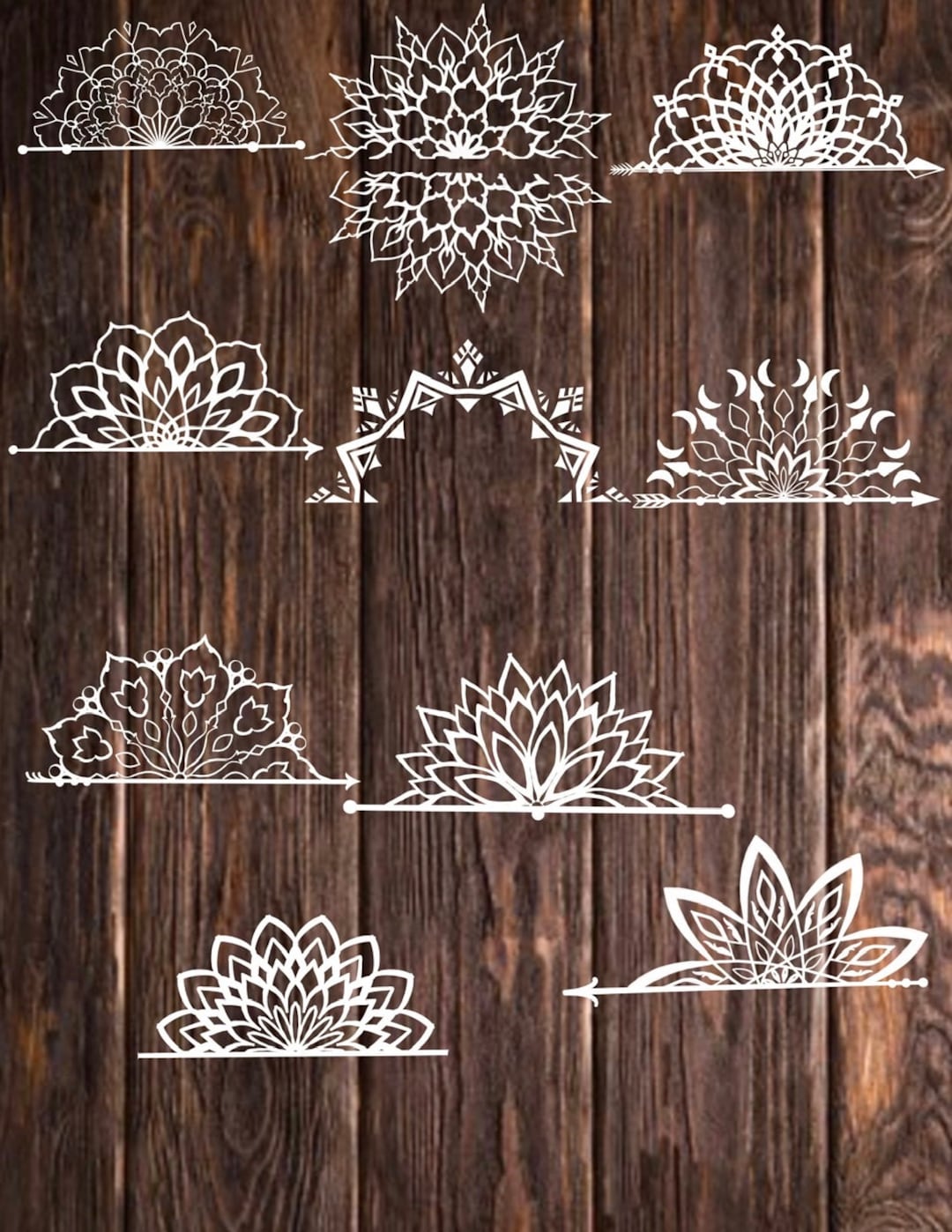 Half Mandala Vector Files, SVG Half Mandalas, DXF Vector Half Mandalas ...