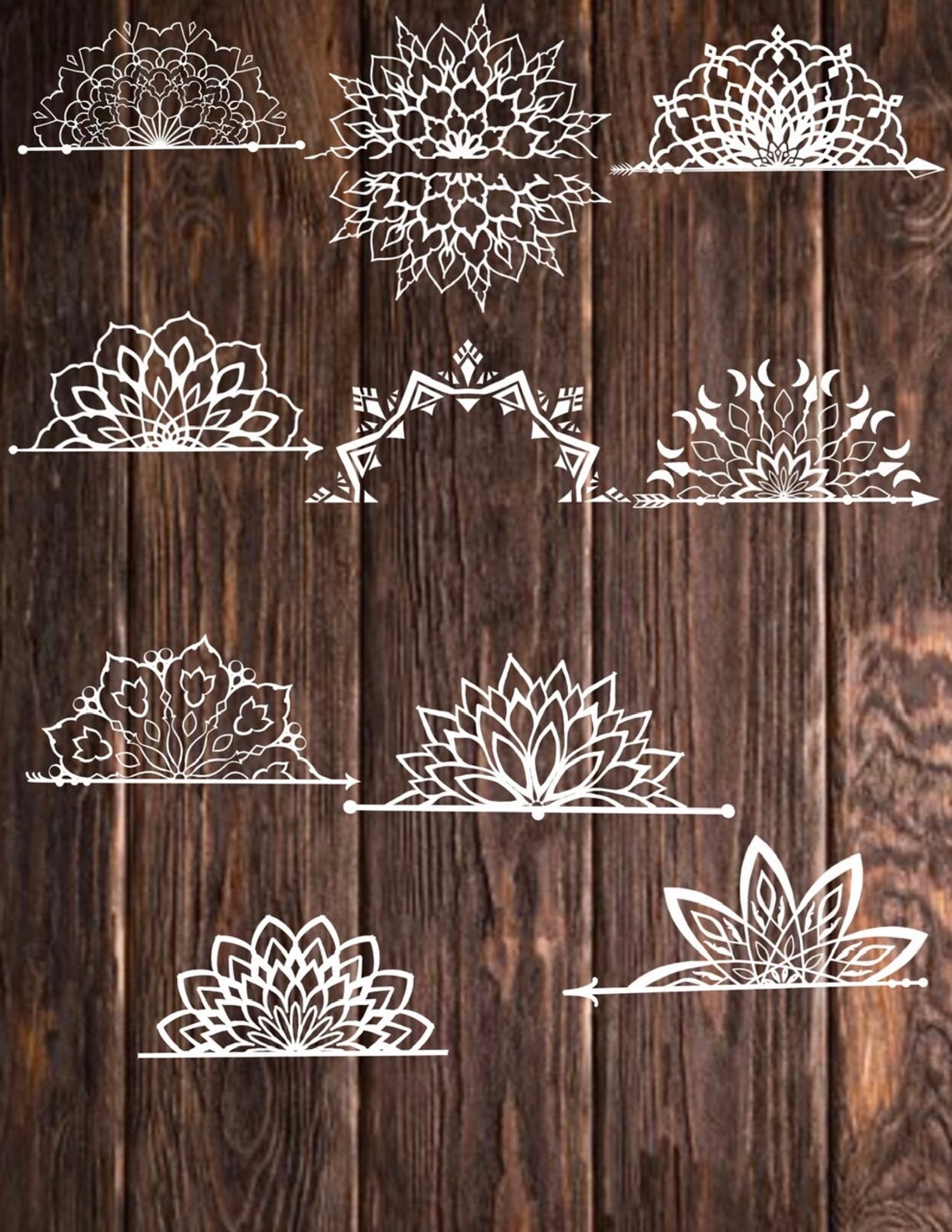 Half Mandala Vector Files, SVG Half Mandalas, DXF Vector Half Mandalas ...