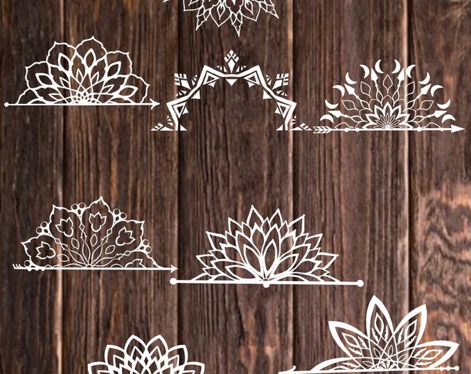 Vector Mandala SVG, DXF Vector Half Mandalas, PNG, Jpeg Vector Files ...