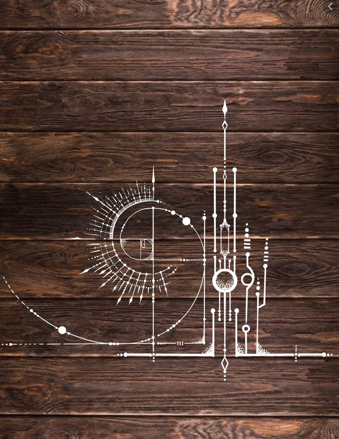 Fibonacci Spiral Design, DXF, SVG, PNG Autocad, Cricut, Yoga, Technical ...