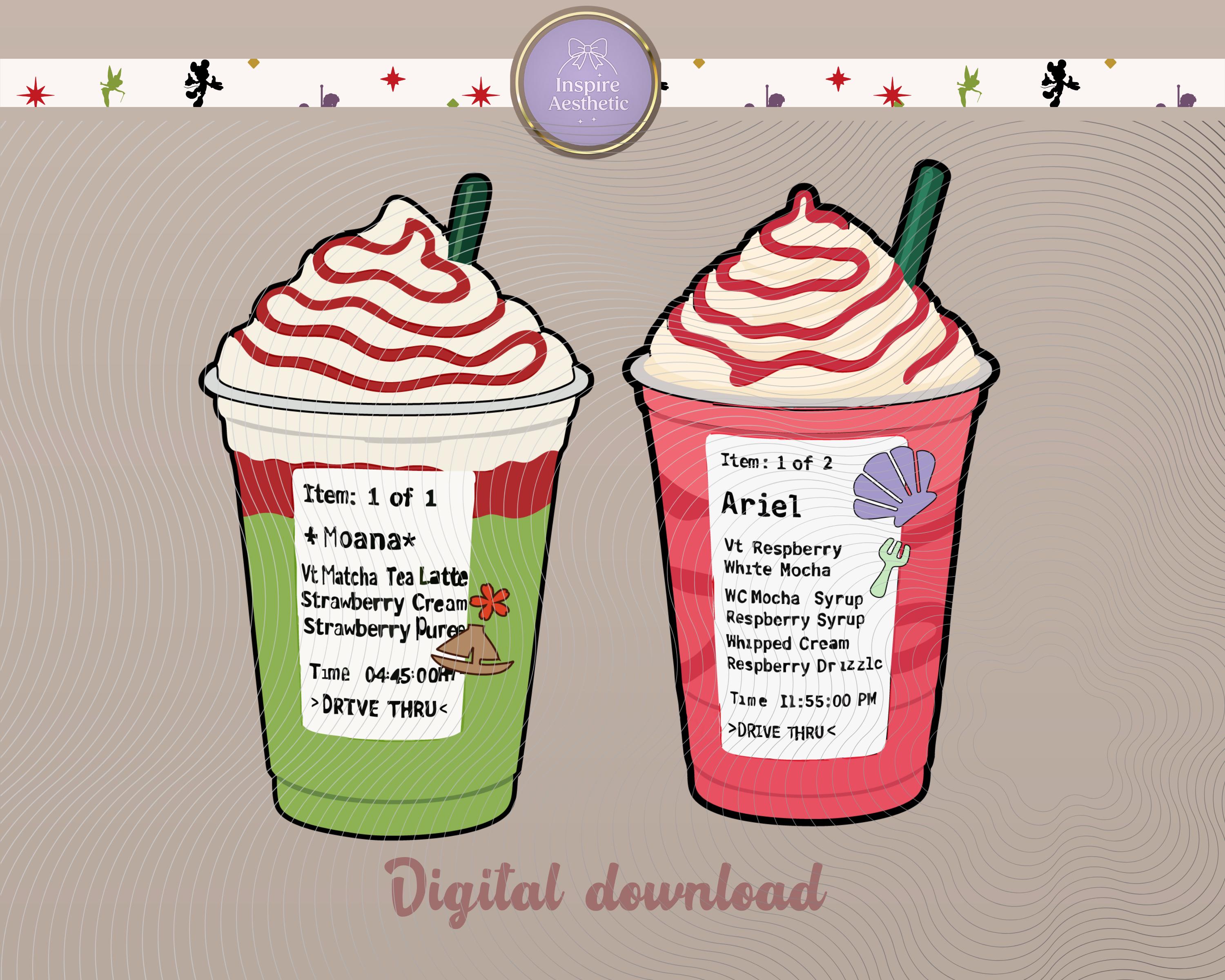 Disney Princess Starbucks Drink Order Bundle PNG | Princess Coffee ...