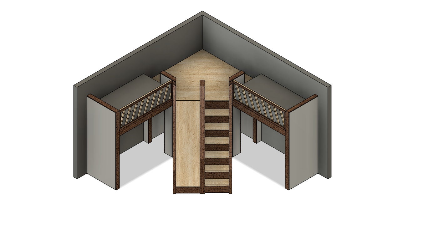 L shaped bunk beds with slide store