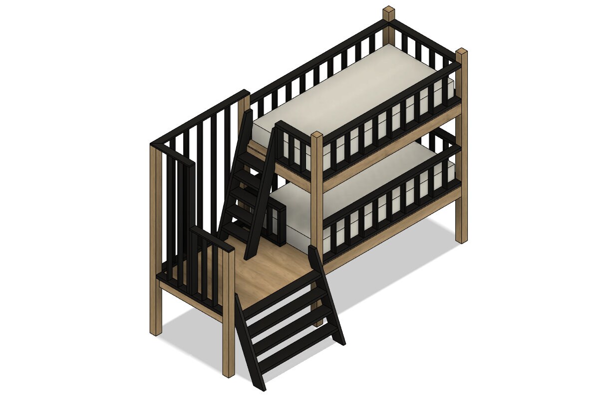 DIY Build Plans Elevated Bunk Bed Double Twin XL Bunk Bed - Etsy