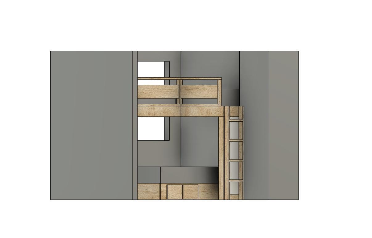 Triple Bunk Bed - Two Twin Over a Queen Layout - DIY Build Plans - Etsy