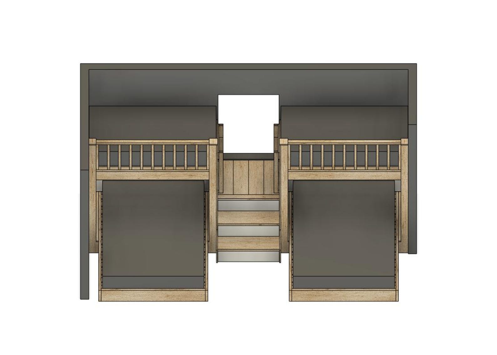 Twin Over Queen Quad Bunk Bed - Bunk Bed With Stairs - Bunk Bed With ...
