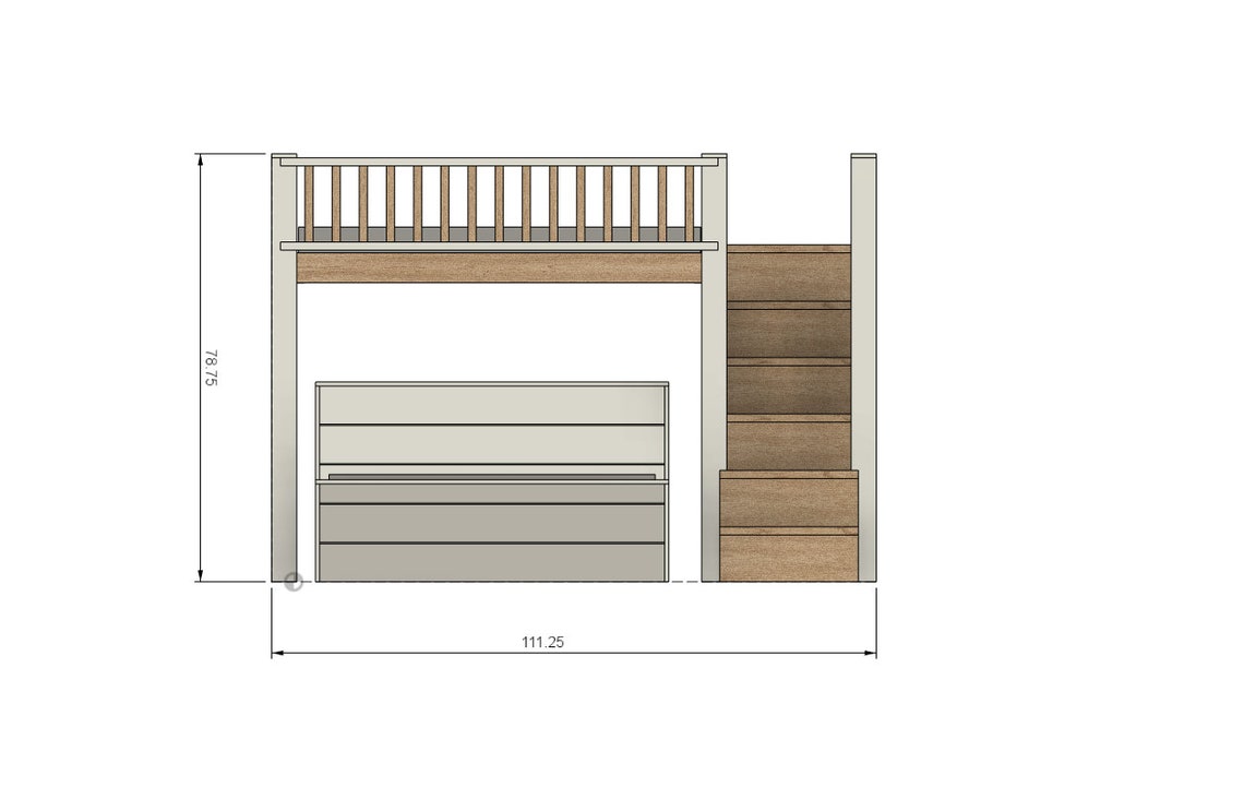 DIY Build Plans Split Bunk Bed With Stairs Full Upper - Etsy