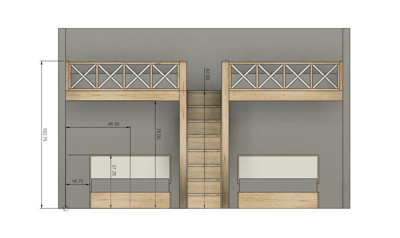 Quad Bunk Bed With Stairs - Twin Over Full Layout - DIY Build Plan ...