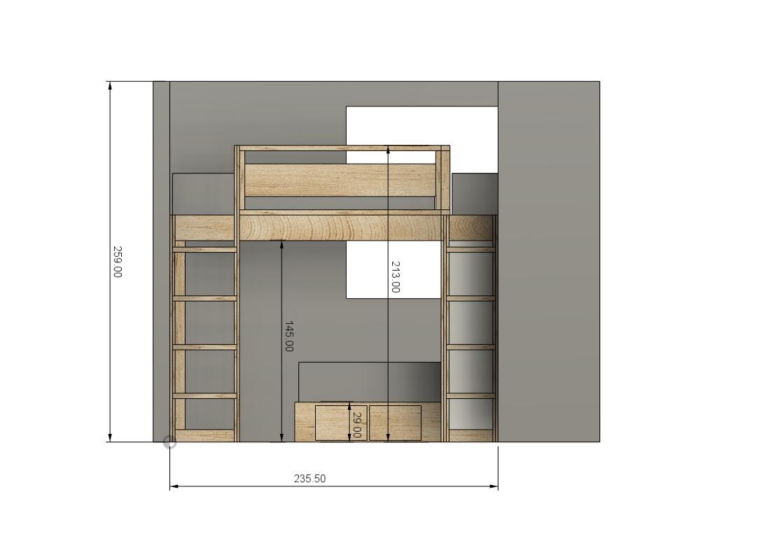 Triple Bunk Bed - Two Twin Over a Queen Layout - DIY Build Plans - Etsy