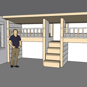 DIY Build Plans - Built-in Side-by-side Full Loft - Plan #084 - Etsy