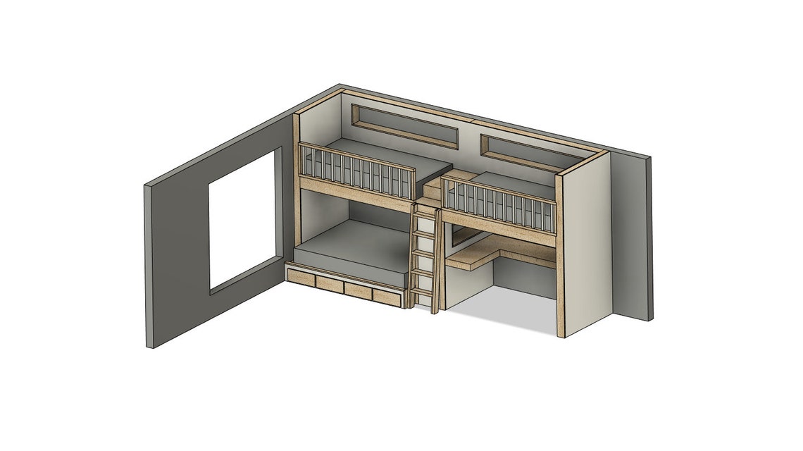 DIY Build Plans Bunk Bed With Study Area Double Twin Upper Bunk/single ...