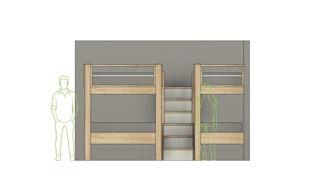 DIY Build Plans - Side-by-side Bunk Bed, Twin/queen Layout - Quad Bunk ...
