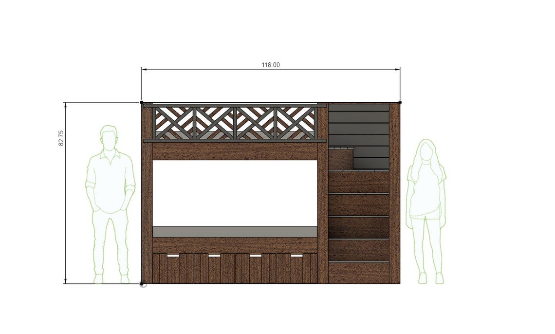 Full Size Bunk Bed With Stairs & Storage DIY Build Plans (#065) - Etsy