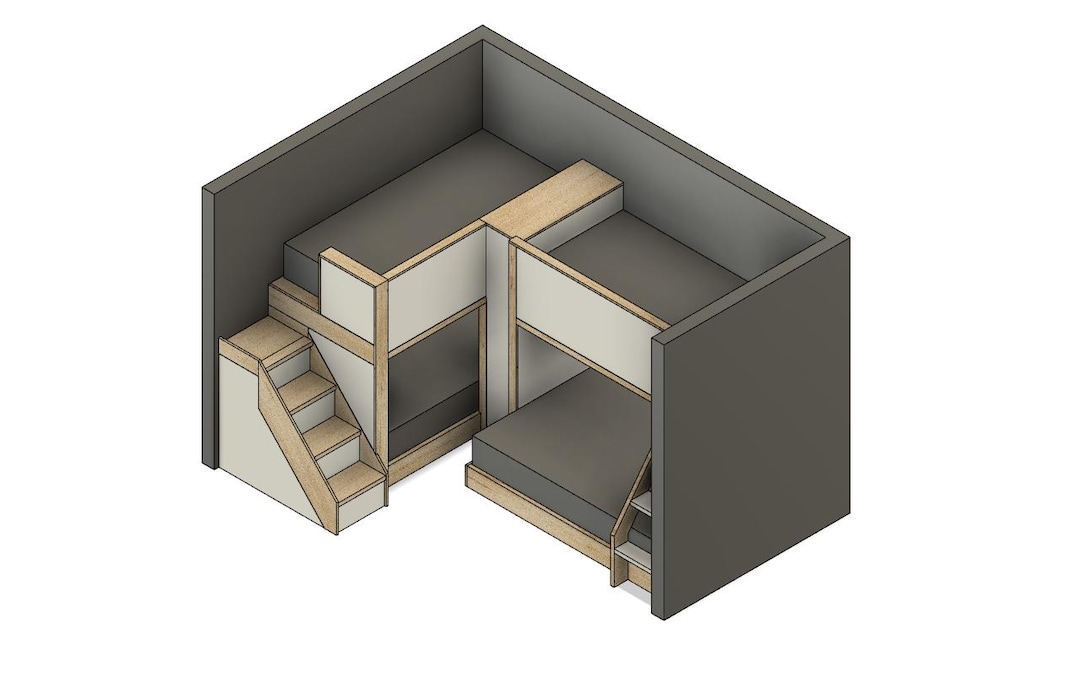 Quad Corner Bunk Bed DIY Build Plans: Twin XL & Queen Size (plan #128) - Etsy