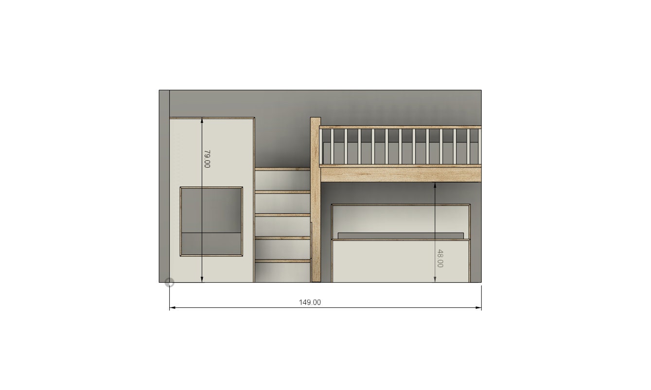 Quad Bunk Layout - Three Twins and One Queen - Four Bed Bunk - Bunk Bed ...