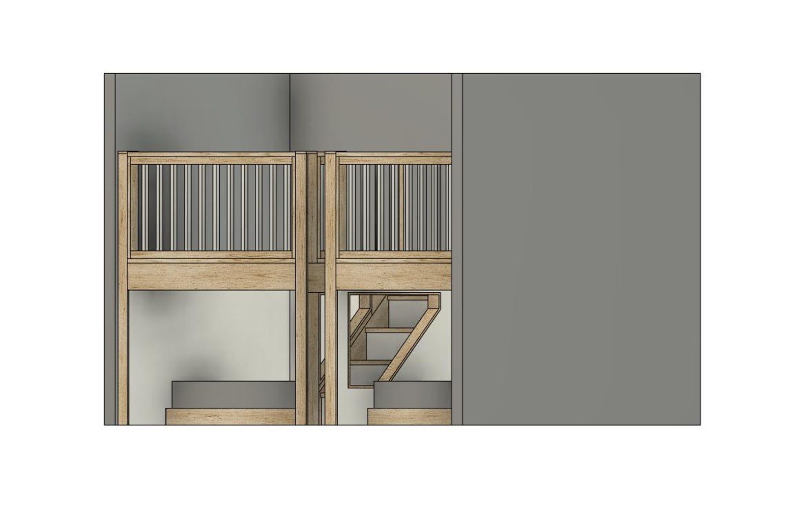 Side-by-side Reverse Loft for Full Mattress - Loft Bed With Stairs ...