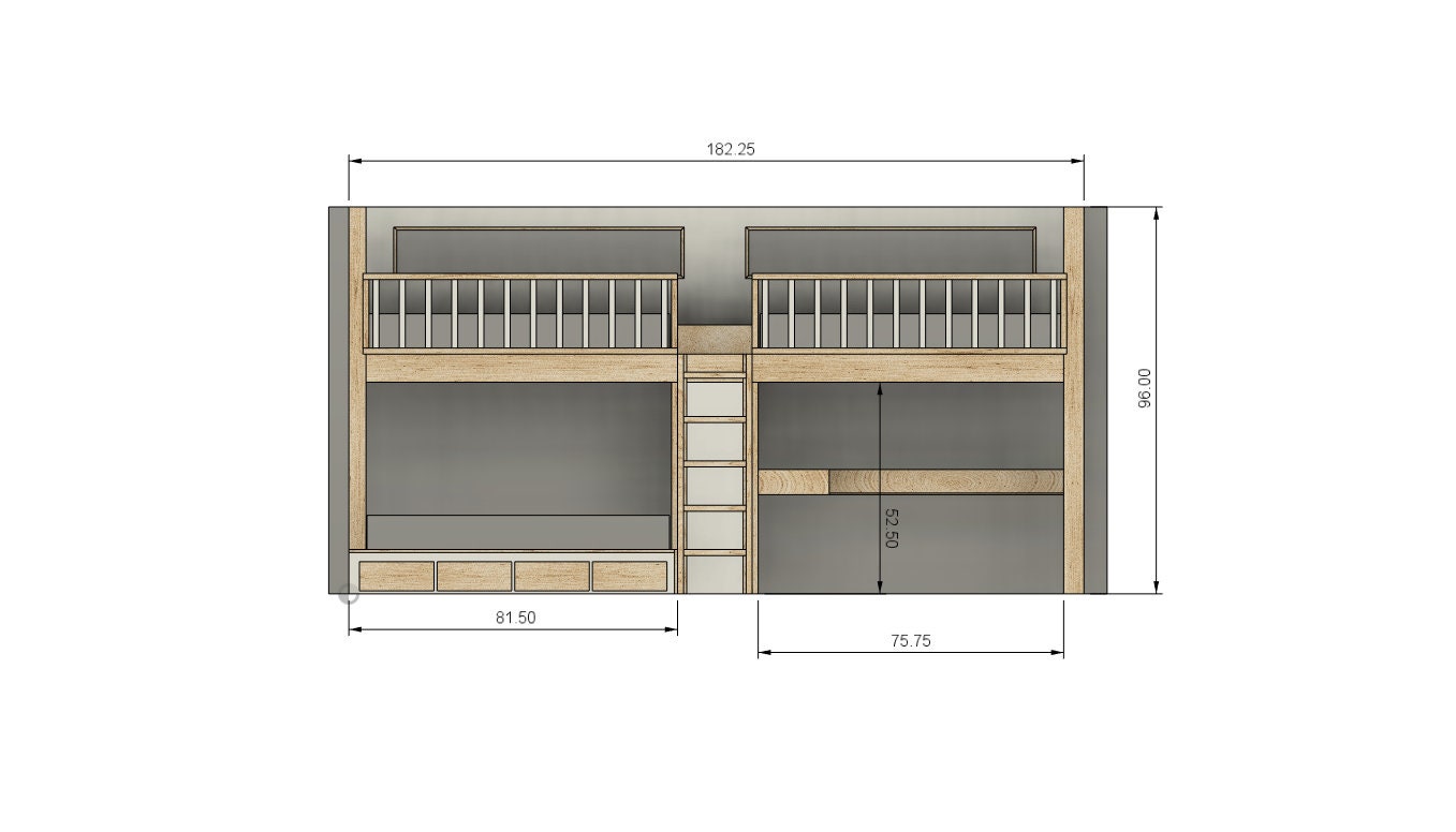 DIY Build Plans Bunk Bed With Study Area Double Twin Upper Bunk/single ...