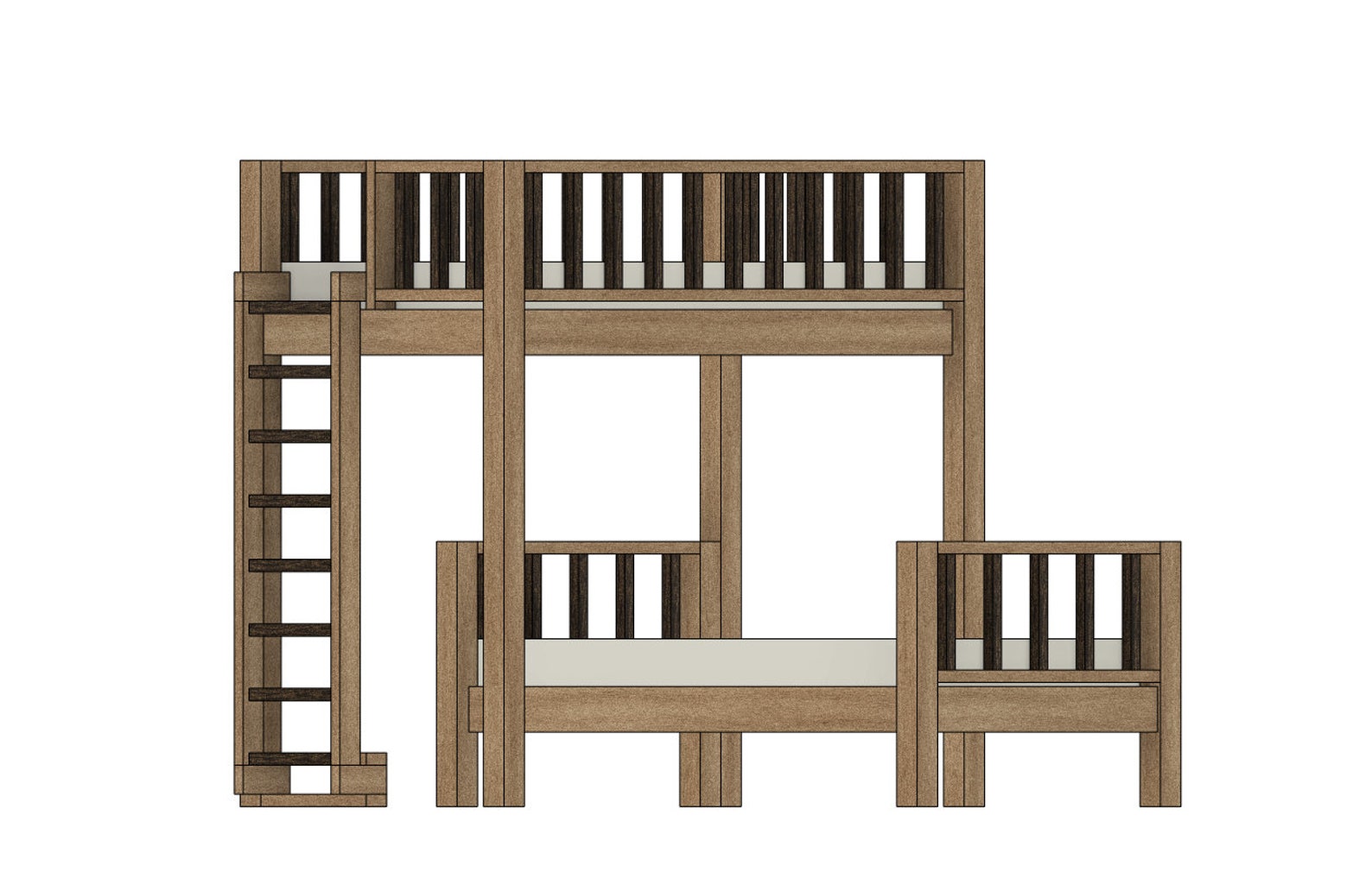 DIY Build Plans Twin Split Bunk Bed Double Twin Loft and - Etsy