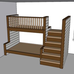 DIY Bunk Bed With Stairs Build Plan: Full/twin (plan #066) - Etsy