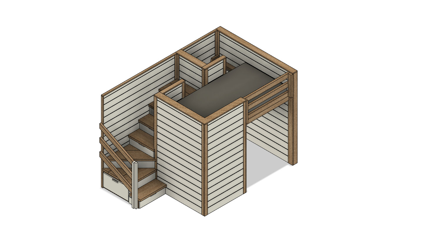 DIY Build Plan - Twin Loft With Stairs, Storage, Desk, Shelf, and ...