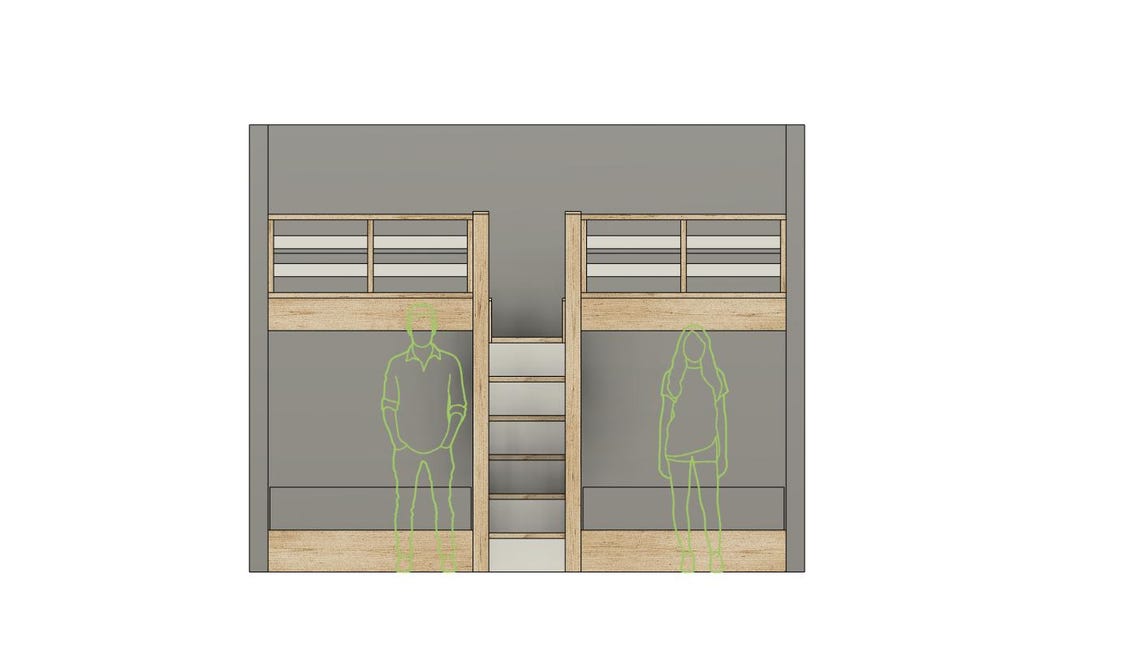 Quad Full Size Bunk Bed DIY Build Plans With Stairs - Etsy