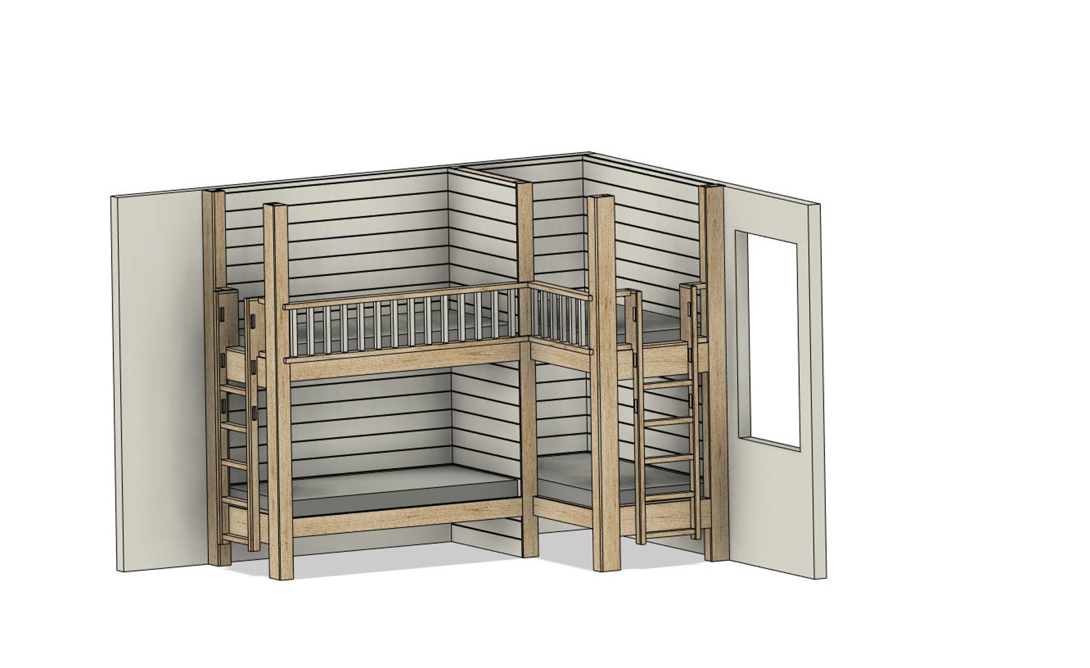 DIY Corner Quad Bunk Bed Build Plans - Twin Size (PDF Download) #074 - Etsy