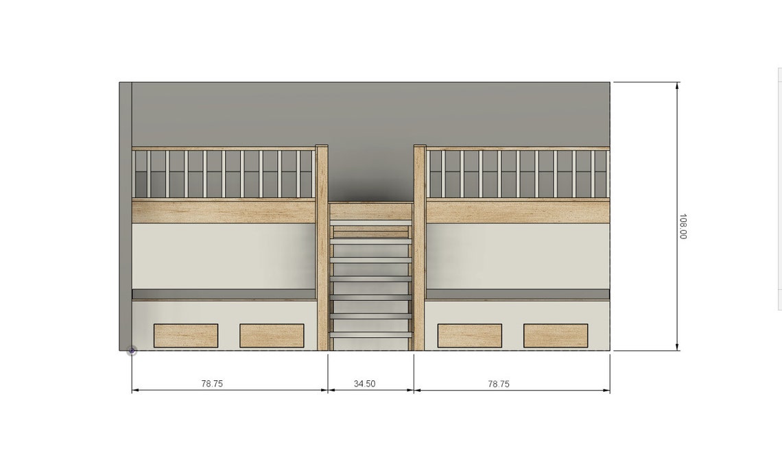 DIY Build Plans - Side-by-side Bunk Bed Build Plans - King Over King ...