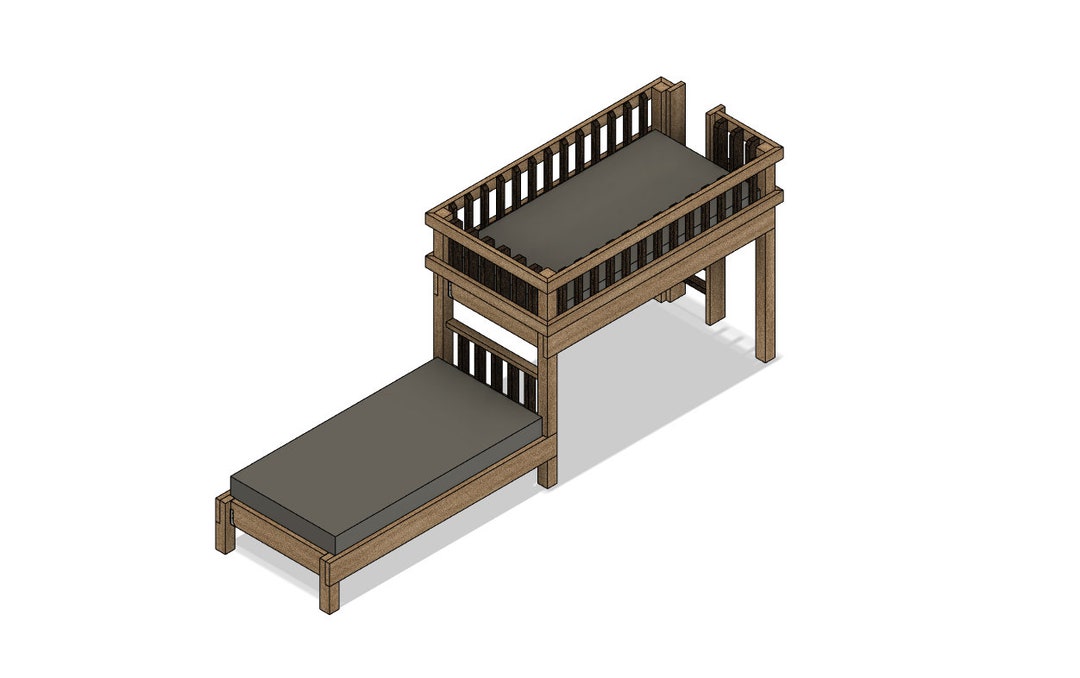 DIY Build Plans - Twin Offset Bunk Bed - Double Twin Loft and Bed ...