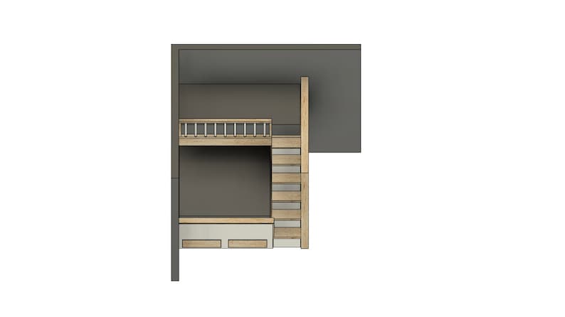 DIY Build Plans Bunk Bed With Stairs Twin XL Upper and Queen Lower Bunk ...