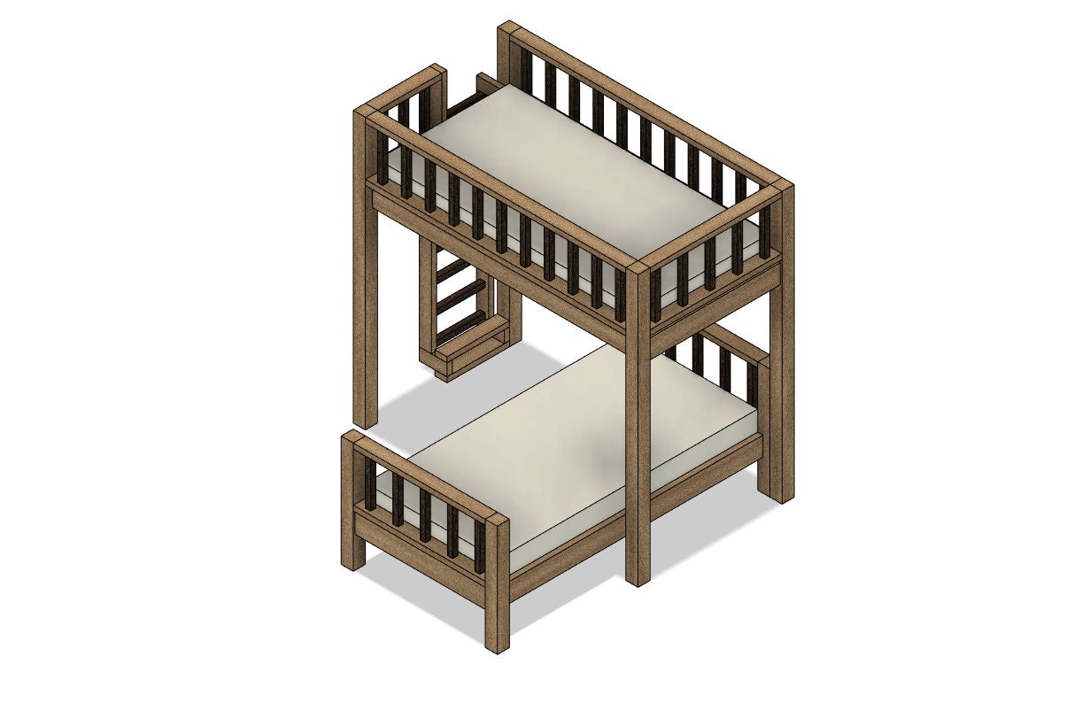 DIY Build Plans Twin Split Bunk Bed Double Twin Loft and Bed Plan 054 ...