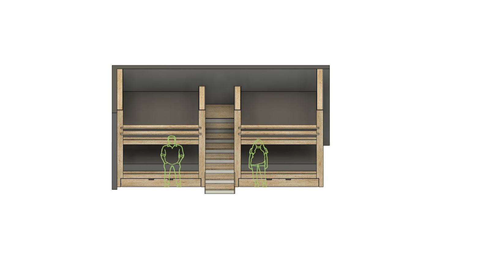 DIY Full Size Bunk Bed Plans With Stairs & Trundle Bed (plan #119) - Etsy