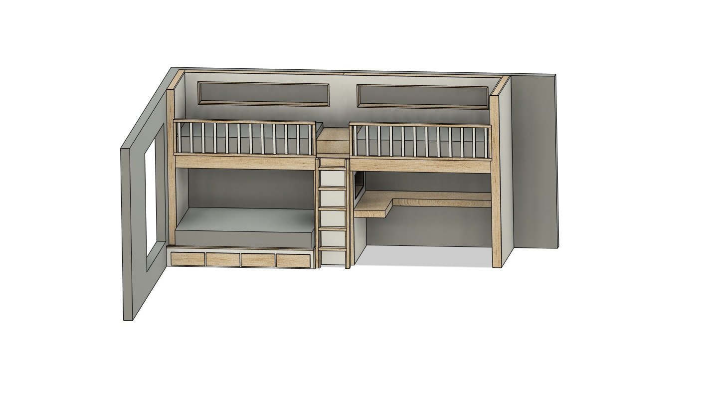 DIY Build Plans Bunk Bed With Study Area Double Twin Upper Bunk/single ...