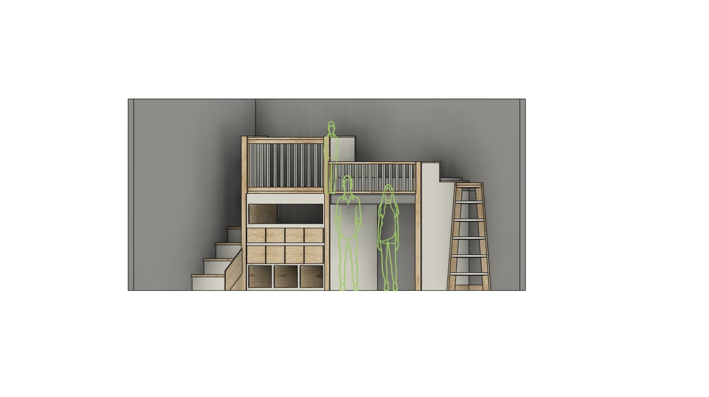 DIY Build Plans - Twin Loft Bed with Elevated Hangout - Loft with ...