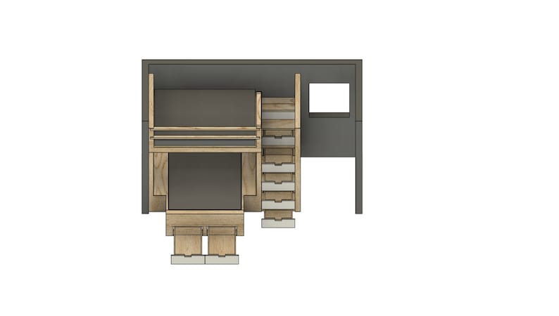 DIY Build Plans Split Bunk Bed With Stairs Full Upper/full - Etsy