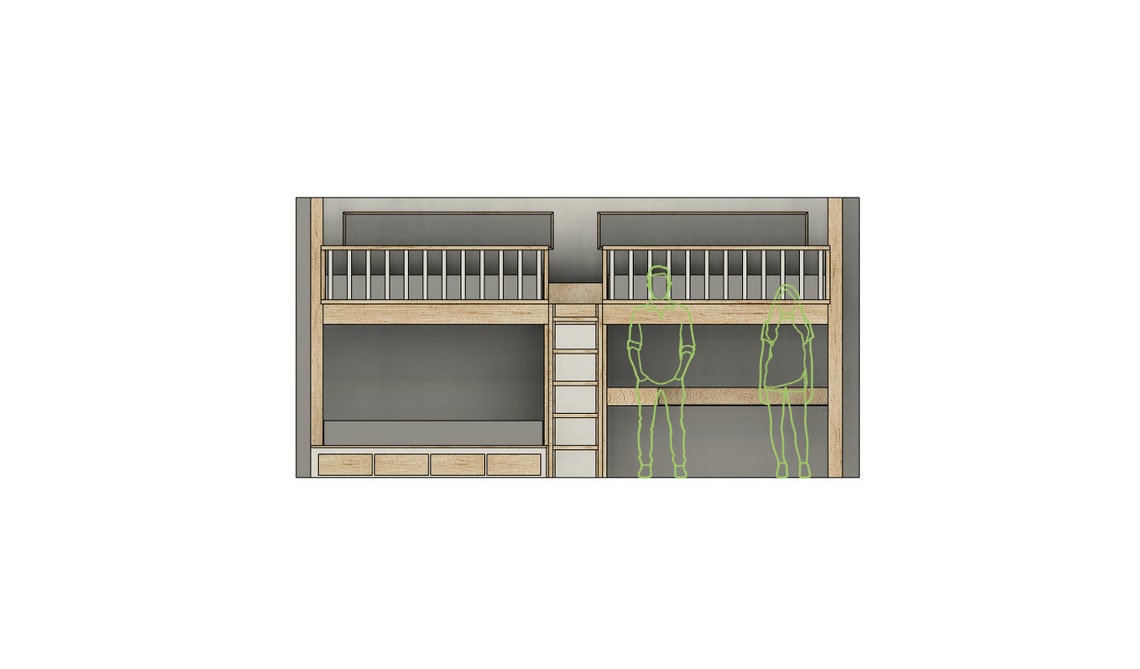 DIY Build Plans Bunk Bed With Study Area Double Twin Upper Bunk/single ...