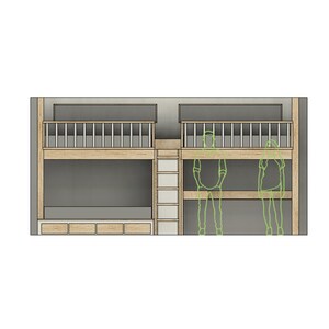 DIY Build Plans - Bunk Bed With Study Area - Double Twin Upper Bunk ...