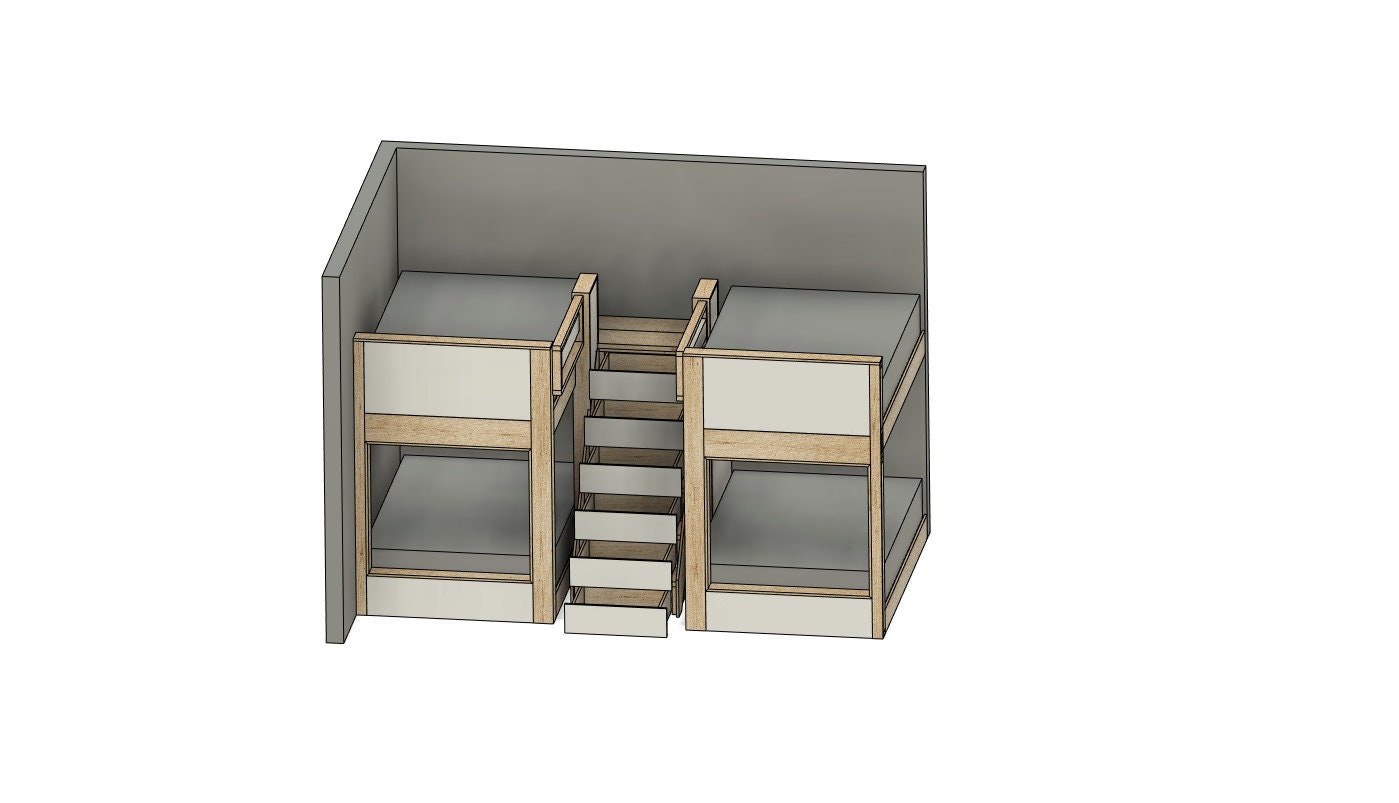 Quad Bunk Bed Layout for Full Mattresses - Four Bed Bunk Layout - Bed ...
