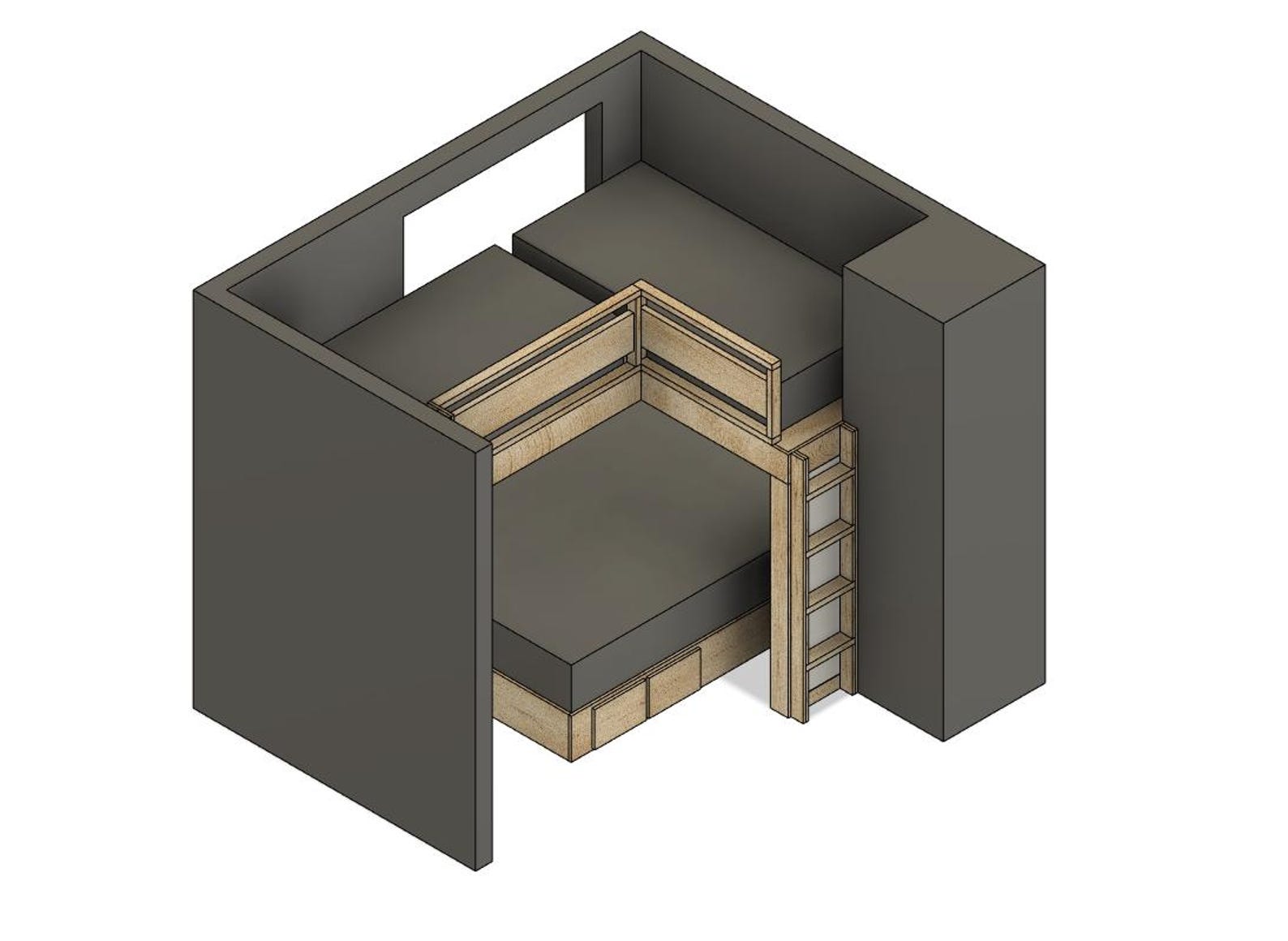 Triple Bunk Bed - Two Twin Over a Queen Layout - DIY Build Plans - Etsy