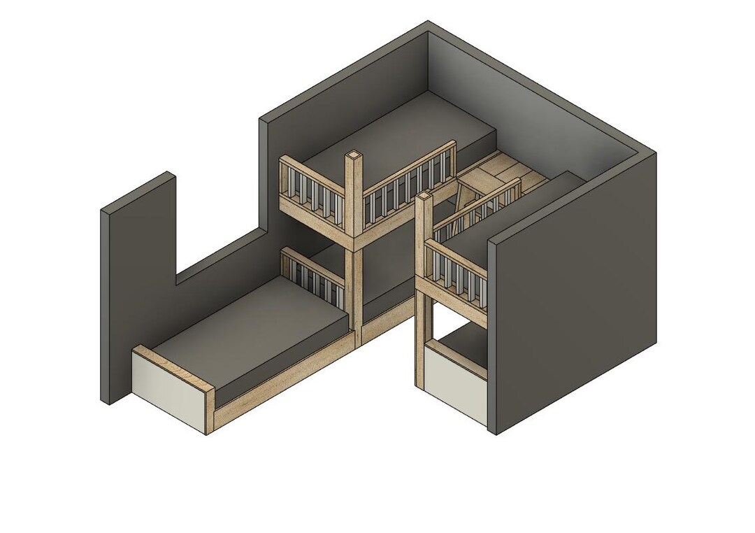 Twin Bunkroom Layout - Five Twin Bunk Layout - DIY Build Plans - Plan ...