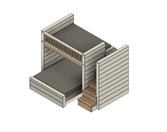 DIY Build Plans Split Bunk Bed With Stairs Full Upper - Etsy