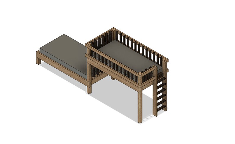 DIY Build Plans Twin Offset Bunk Bed Double Twin Loft and Bed Plan 086 ...