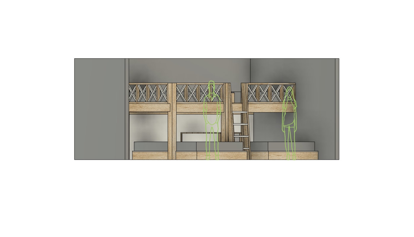 DIY Build Plans - Full over Queen Bunk Bed - Side by side Bunk Bed ...